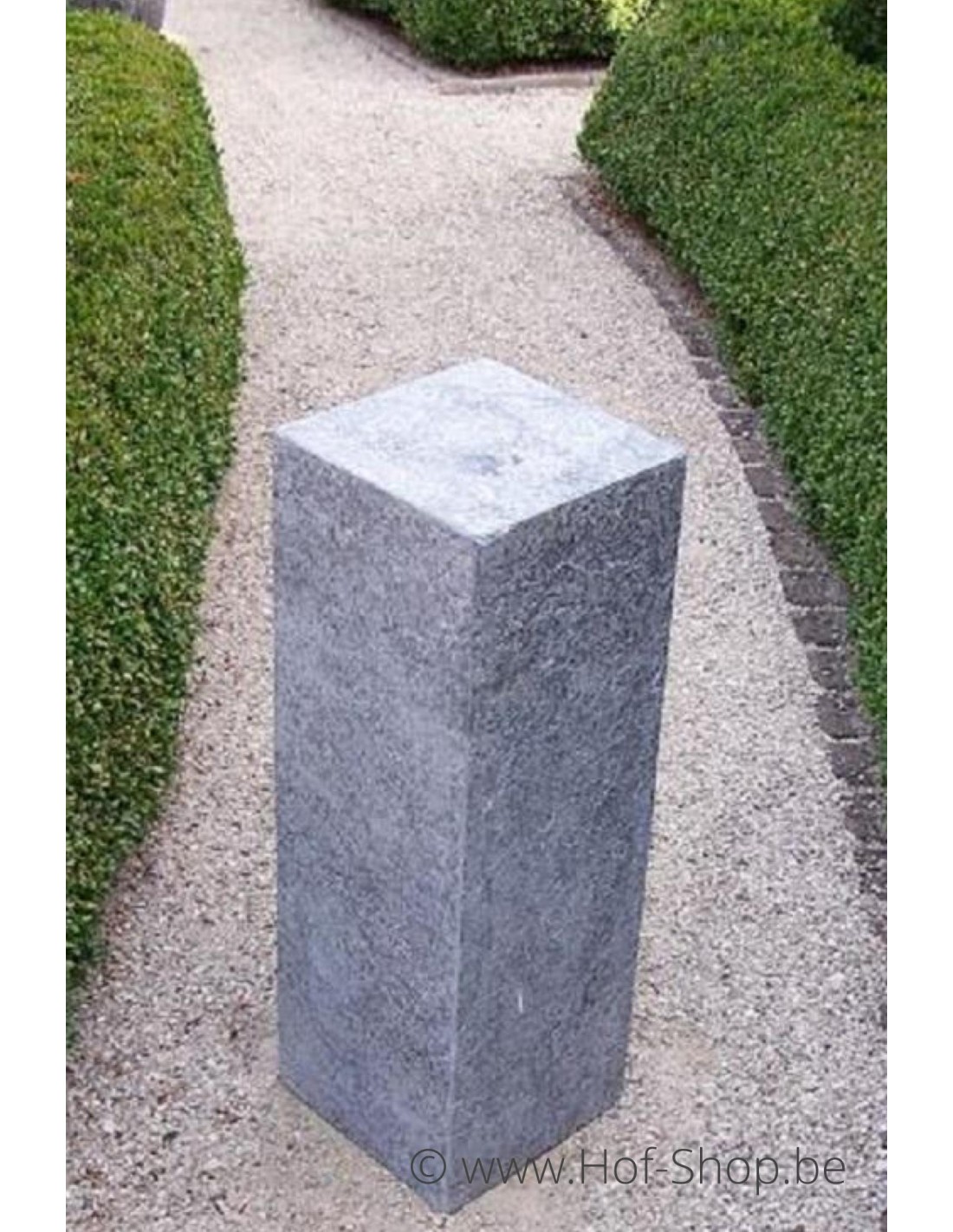 Sokkel 25 x 25 x 75 cm gevlamd en geborsteld - zuil in blauwe hardsteen