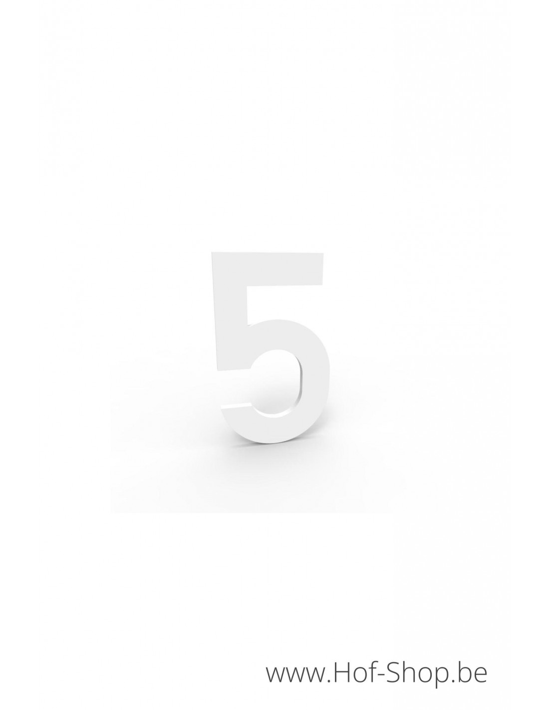 Nummer 5 - wit aluminium 5 cm hoog (huisnummer Albo)