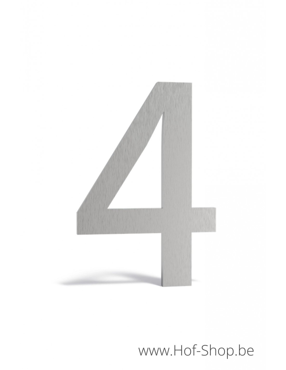 Nummer 4 inox (12 cm hoog) - Huisnummer Adezz