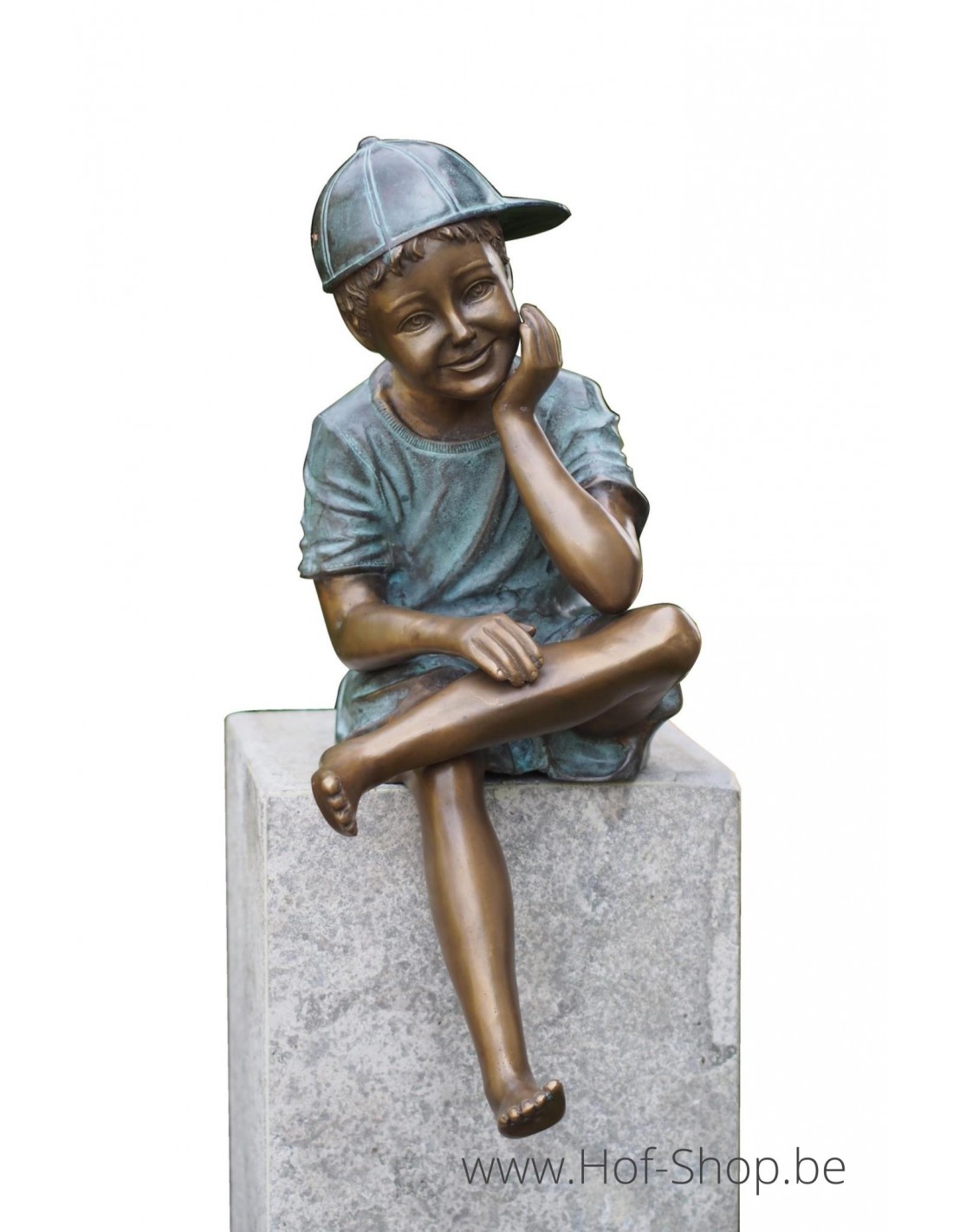 Garçon assis avec casquette - Statue en bronze (AN1324BRW-V)