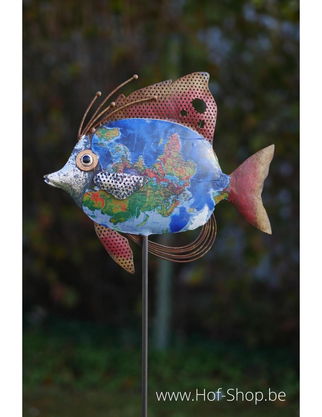 OUTLET Vis op stok rood - metalen figuur (MD89785)